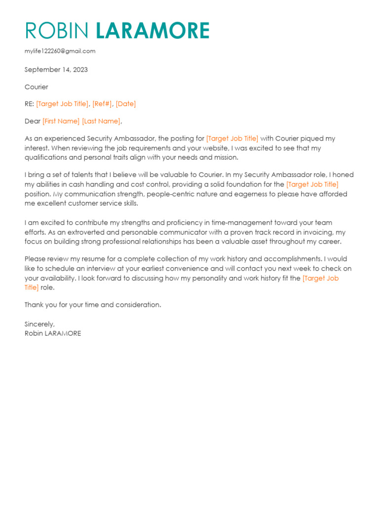 Robin Laramore Letter 1 | PDF