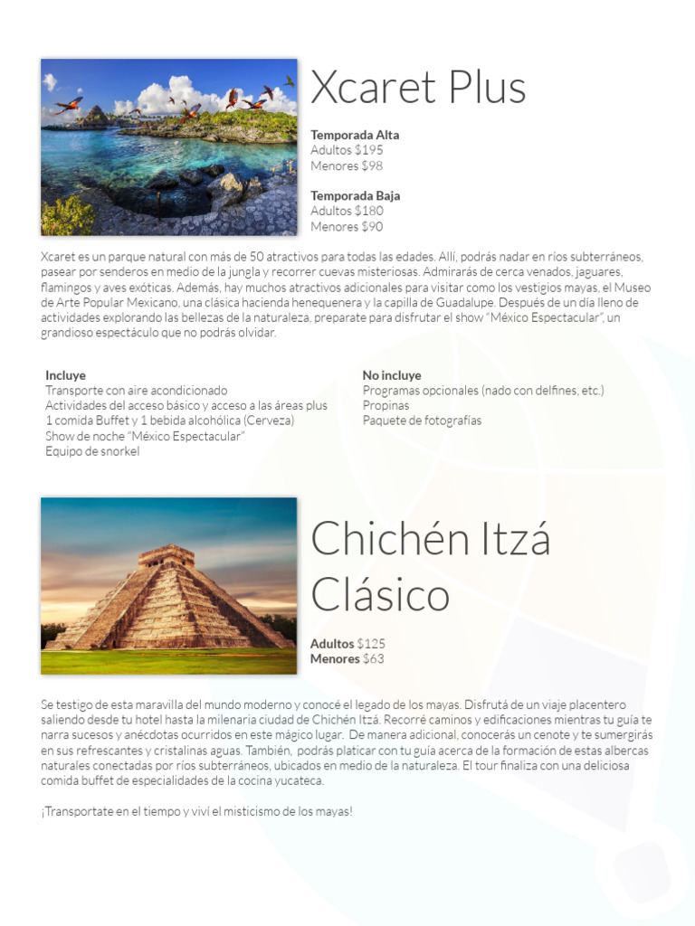 Tours Quintana Roo Yucatán Getaway Store | PDF