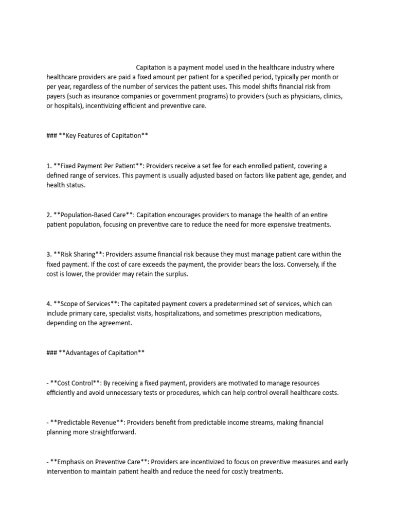 Capitation | PDF | Fee For Service | Health Care
