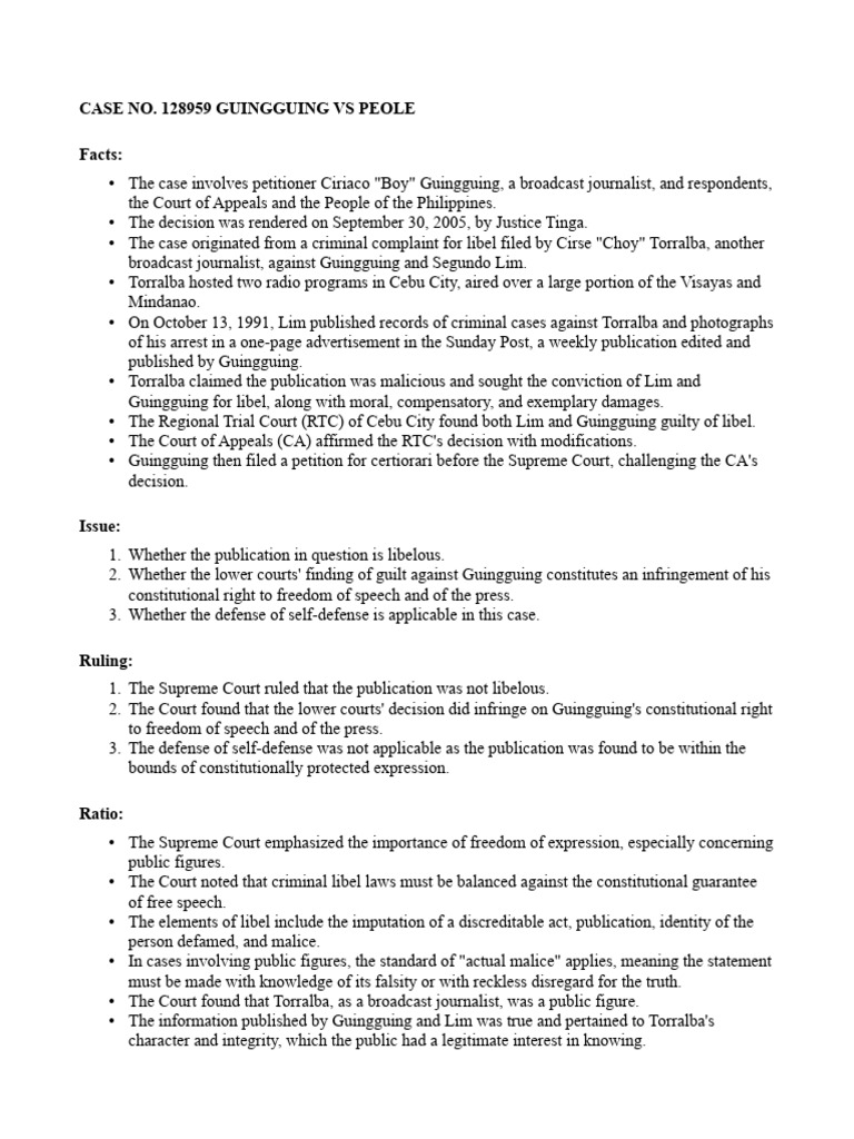 Guingguing VS People Aug 31 2024 | PDF | Defamation | Justice