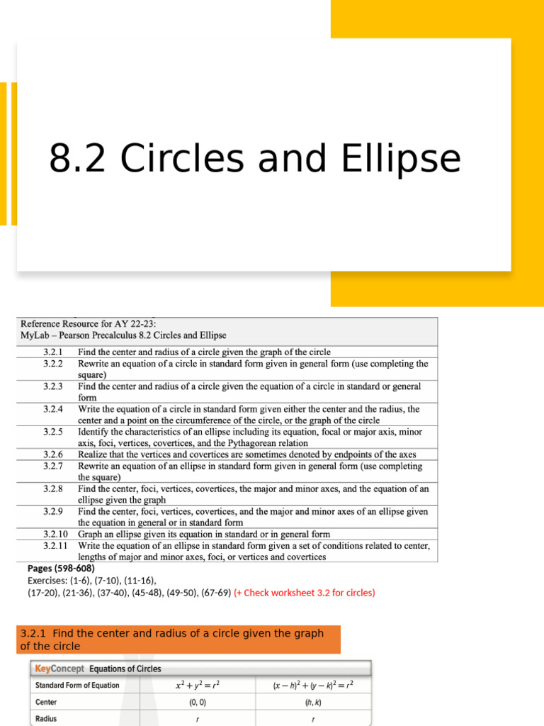 8.2 Circles and Ellipse | PDF | Ellipse | Circle