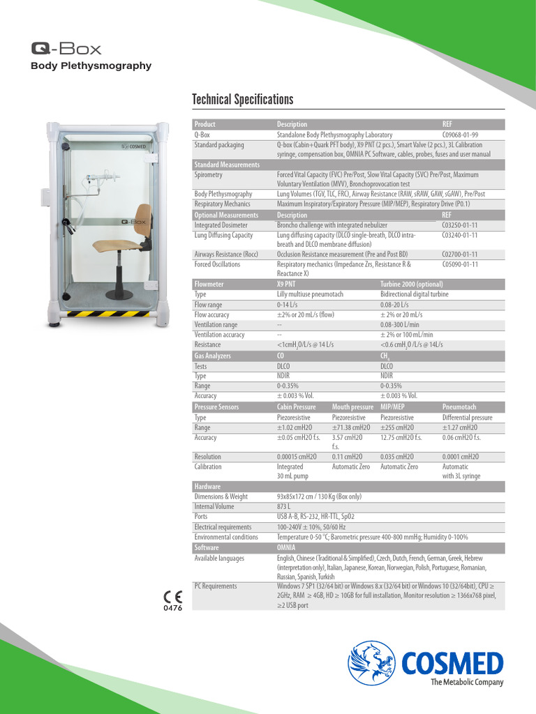 Body Plethysmography Specs | PDF | Respiratory System | Medical Specialties