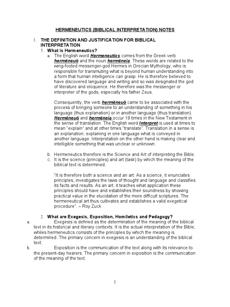 Hermeneutics Notes | Exegesis | Biblical Hermeneutics