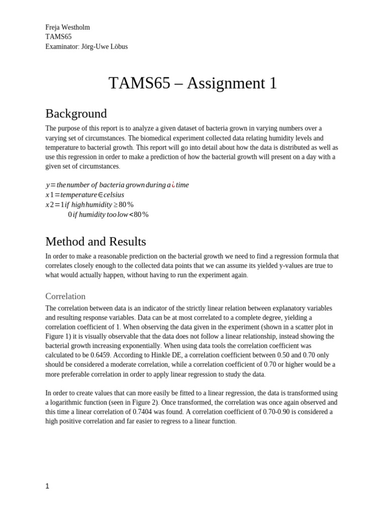 TAMS65 Assignment 1 | PDF | Applied Mathematics