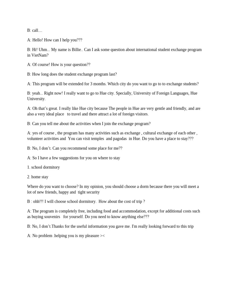 Unit1 (Student Exchange) | PDF