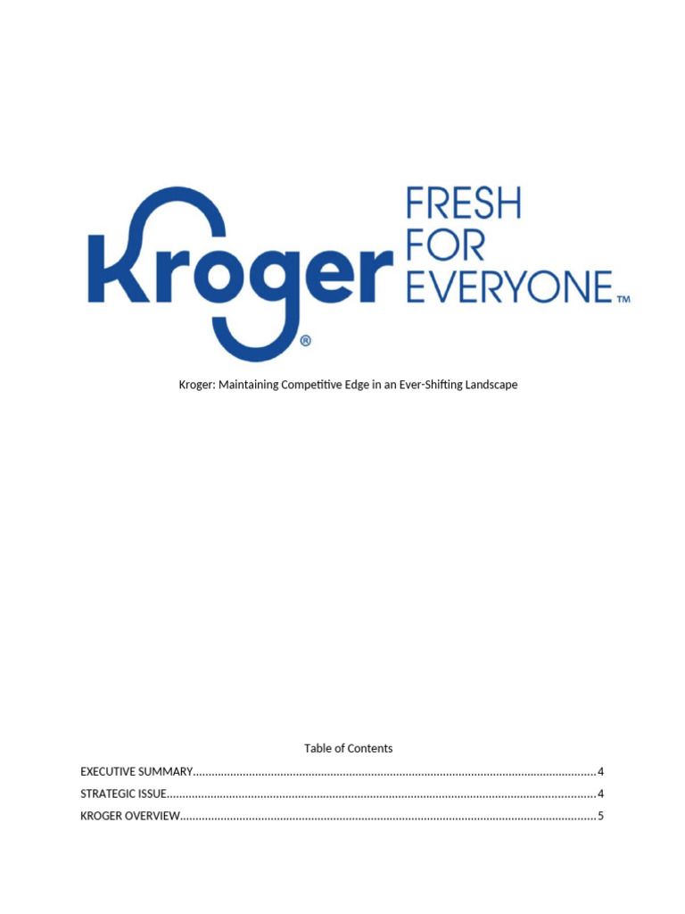 Kroger's Competitive Strategy | PDF | Analytics | Retail