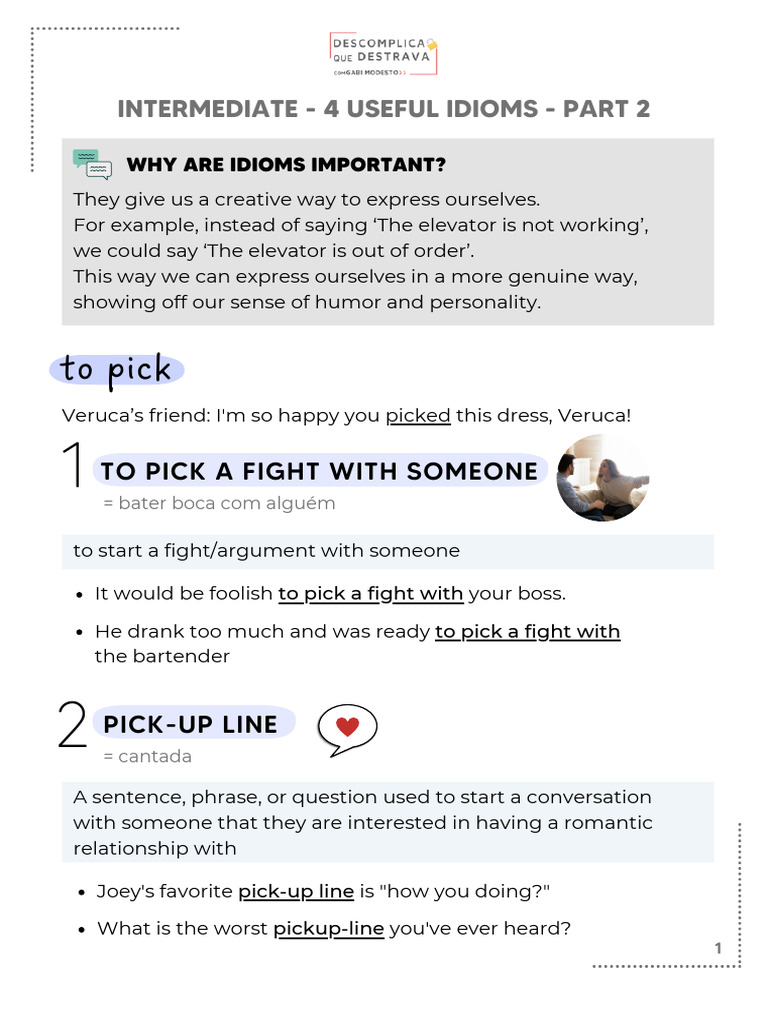 (DQD Intermediário) 4 Useful Idioms - Part 2 | PDF | Language Arts & Discipline