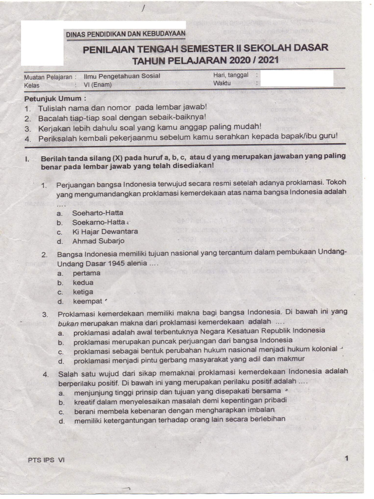 Pts II Kls 6 TP 20 21 Ips | PDF