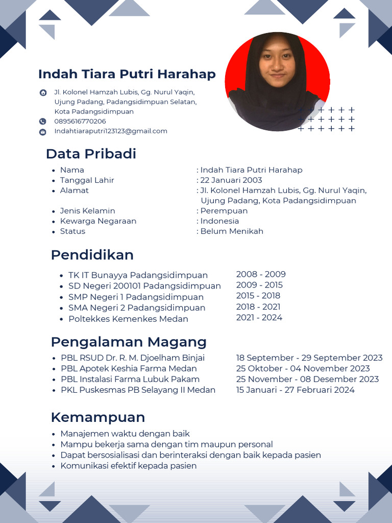 CV Lamaran Kerja Indah | PDF