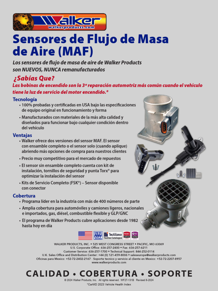 Mass Air Flow Sensors Spanish | PDF | Sensor