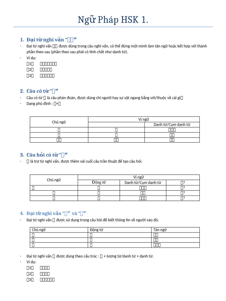 NG Pháp HSK 1 | PDF