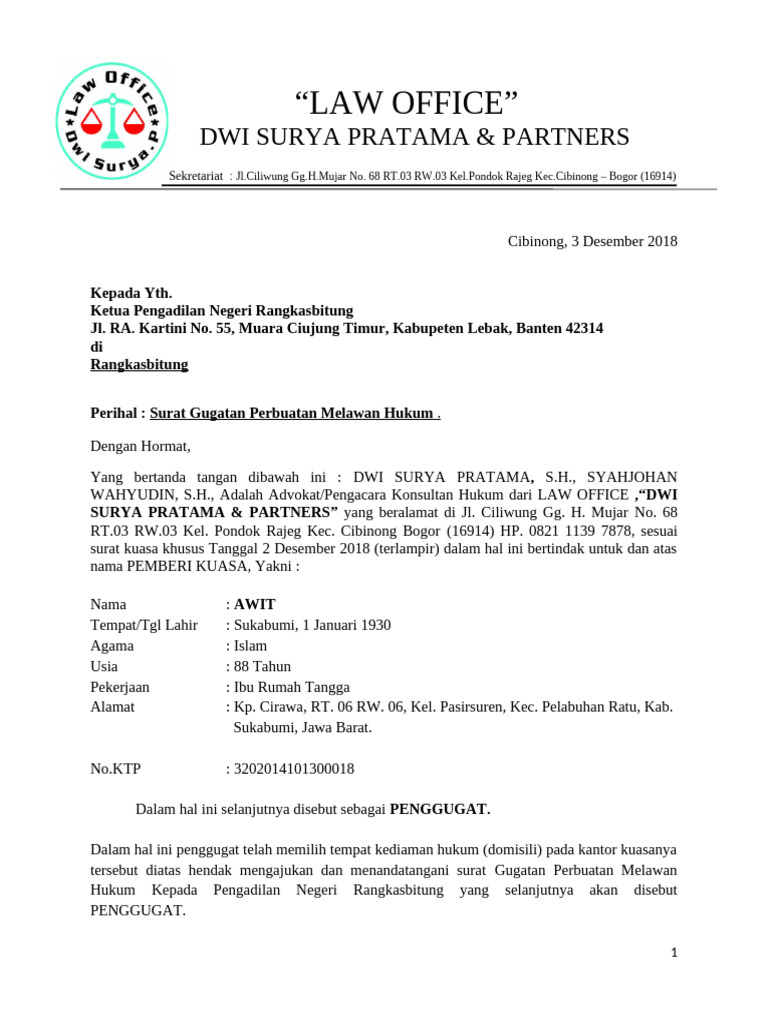 Contoh Gugatan | PDF