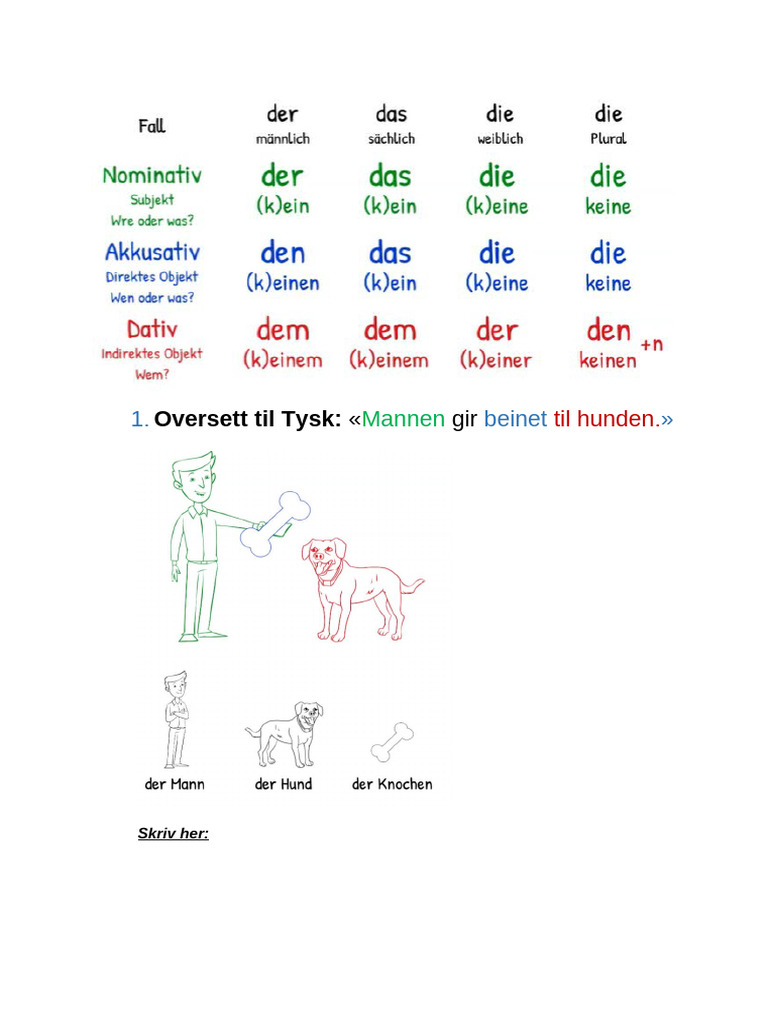 Med Bilder Dativ Og Akkusativ Øvelse | PDF