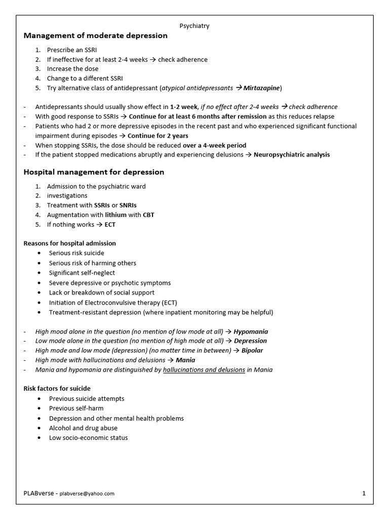 Psychiatry PDF | PDF | Mania | Major Depressive Disorder