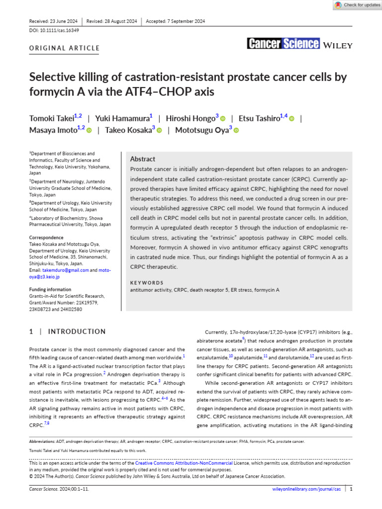 Cancer Science - 2024 - Takei - Selective Killing of Castration ...