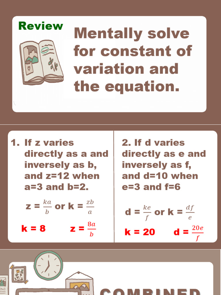 Constant of Variation Problems Explained | PDF | Equations ...