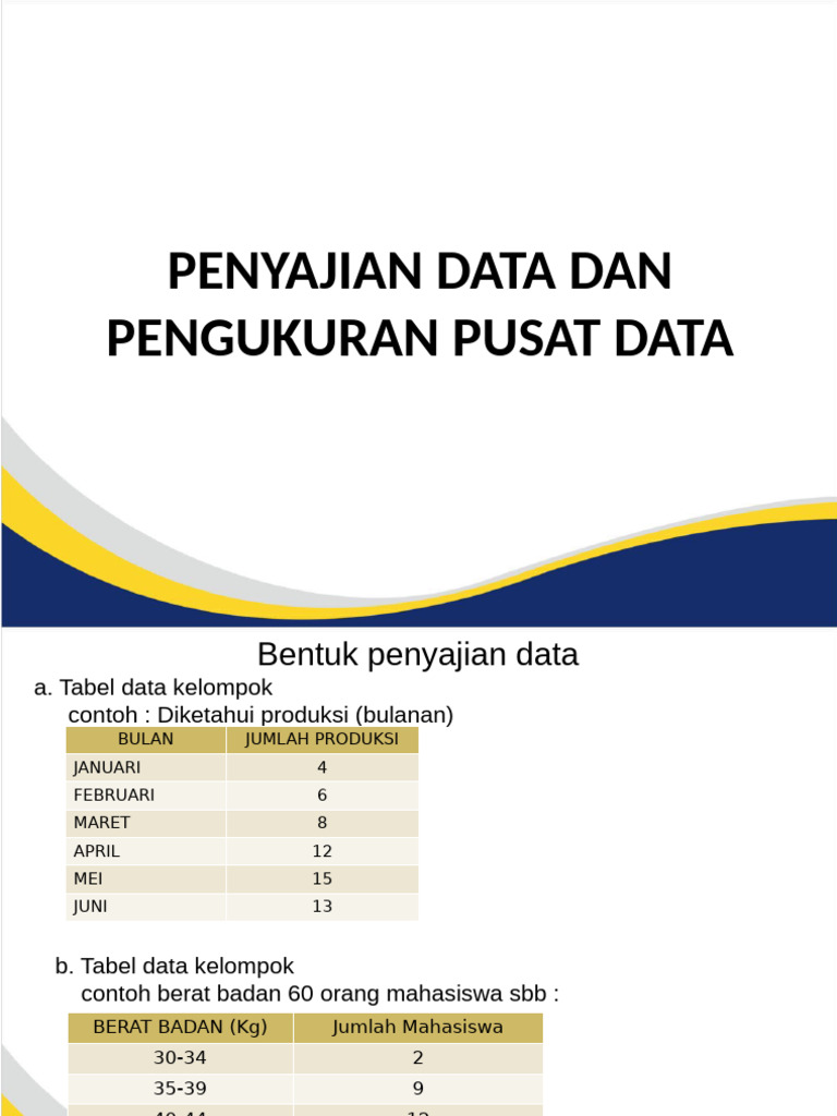 Pert 4 Penyajian & Pengukuran Pusat Data | PDF | Metode & Bahan Ajar | Komputer