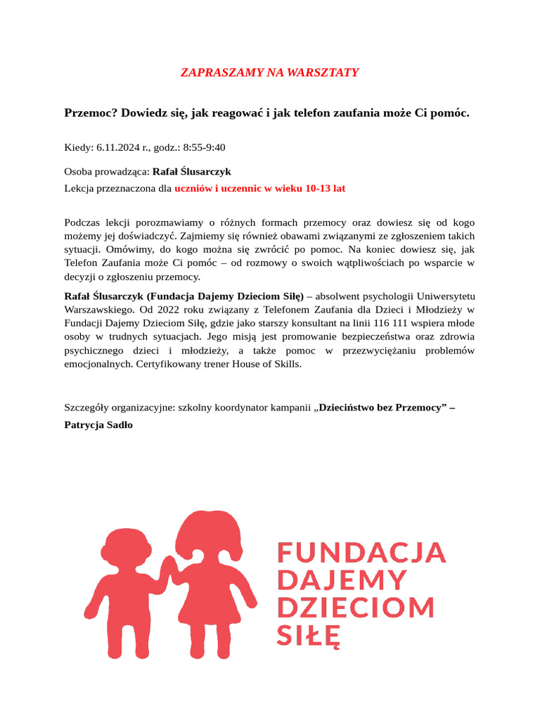 Projekt Dziecinstwo Bez Przemocy | PDF