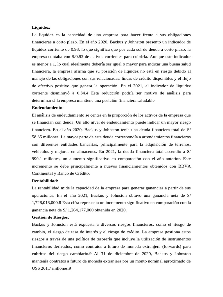 Análisis Financiero | PDF | Capital de trabajo | Liquidez de mercado