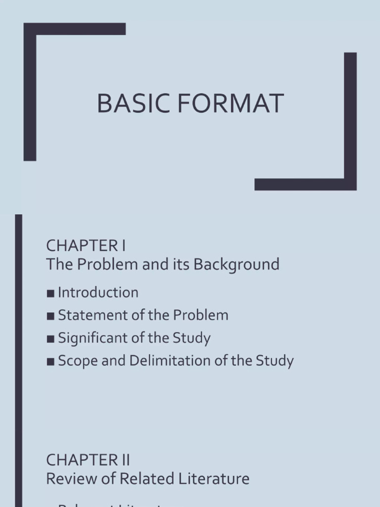 Basic Format of Chpters 1 3 | PDF