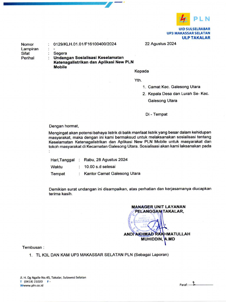 Surat Permohonan Sosialisasi Galut 280824 | PDF