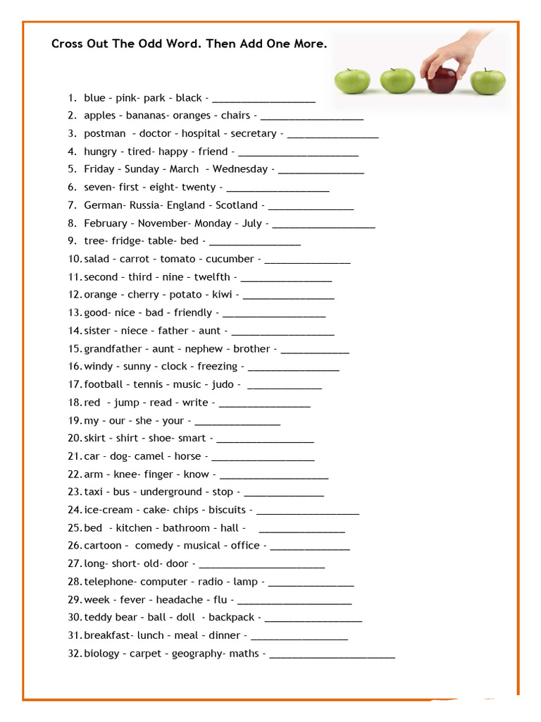 Odd Word Out Brain Teaser Exercise | PDF