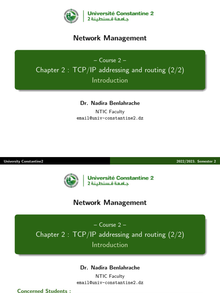 Chap2 - course2 (1) | PDF | Routing | Computer Network