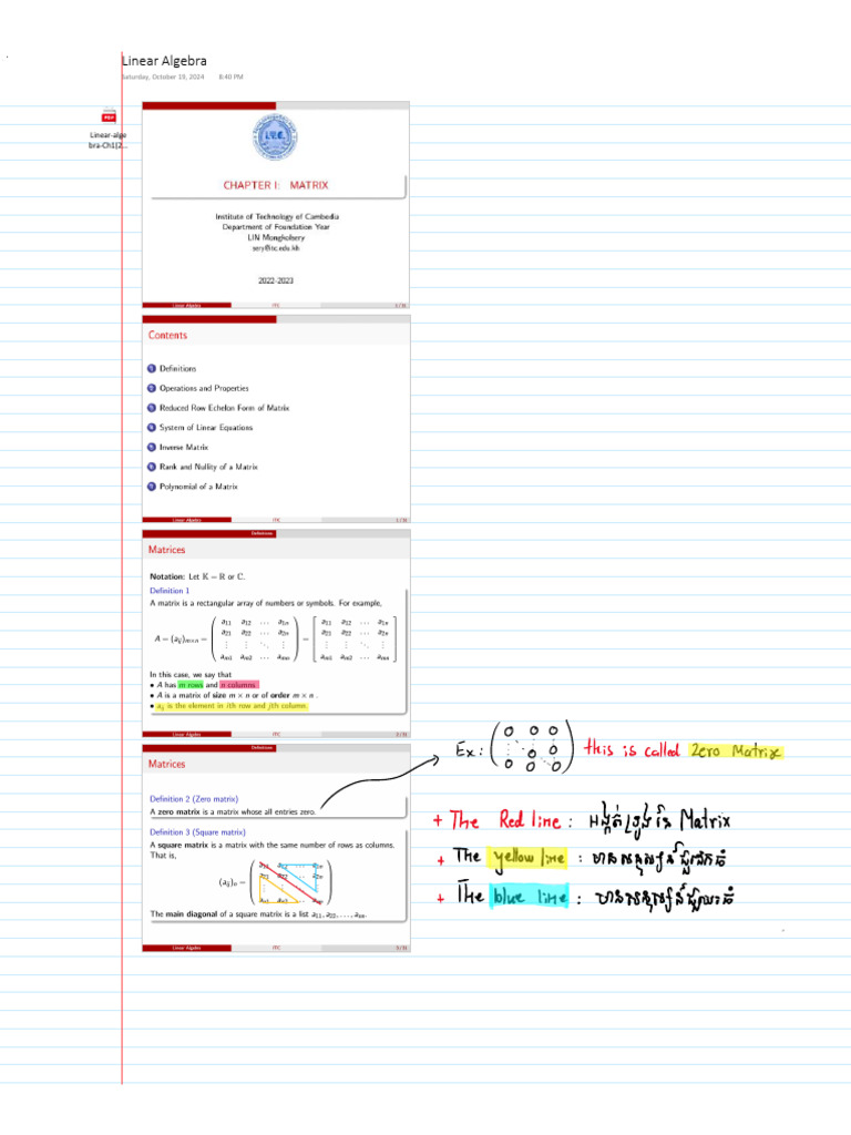 Linear Algebra Chapter Overview | PDF