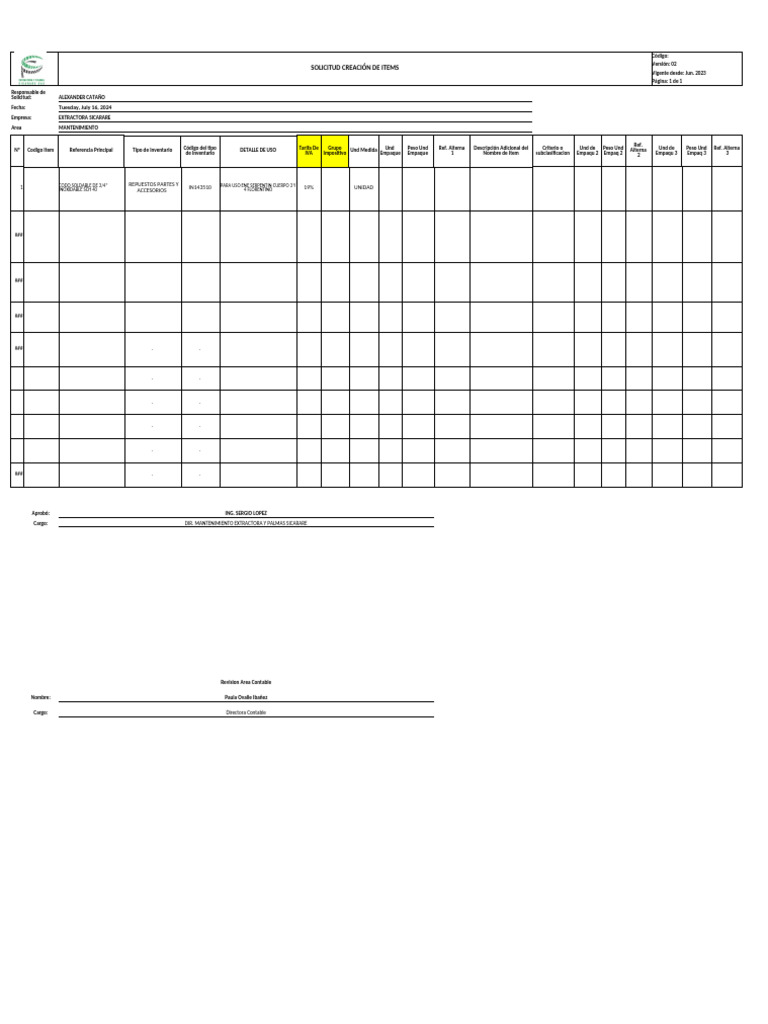 Copia de Formato para Creacion de Items 20-06-2023 Ps - Ex | PDF