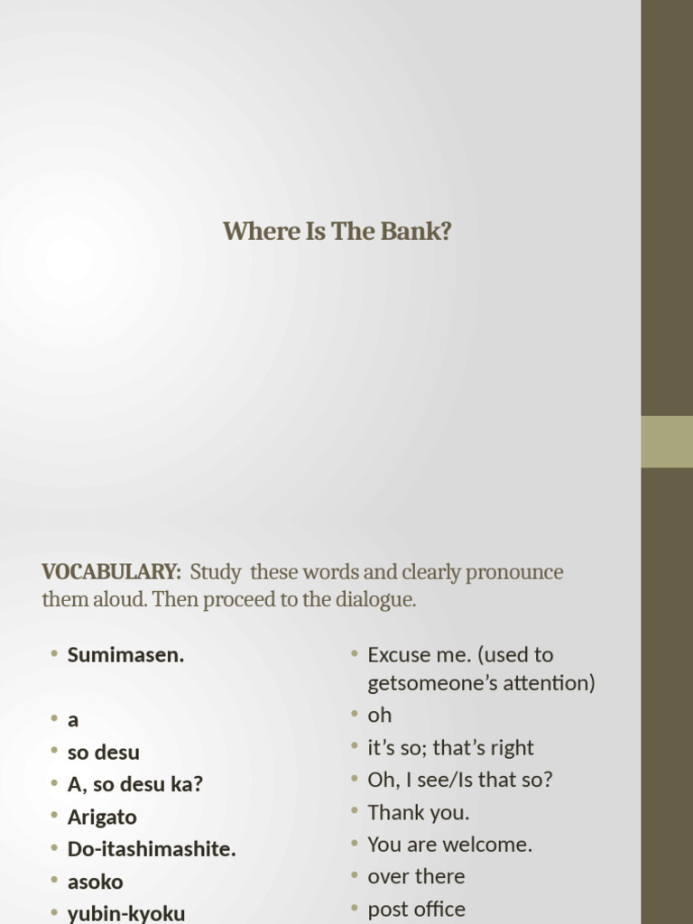 3 Where Is The Bank | PDF | Linguistic Typology | Languages Of Asia