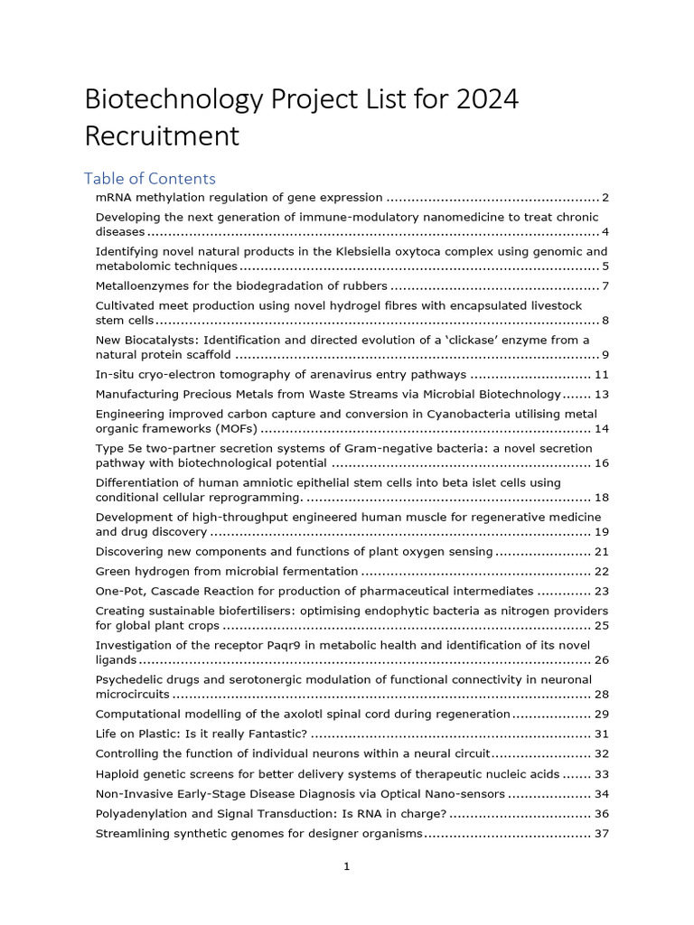 Biotechnology Projects | PDF | Macrophage | Messenger Rna