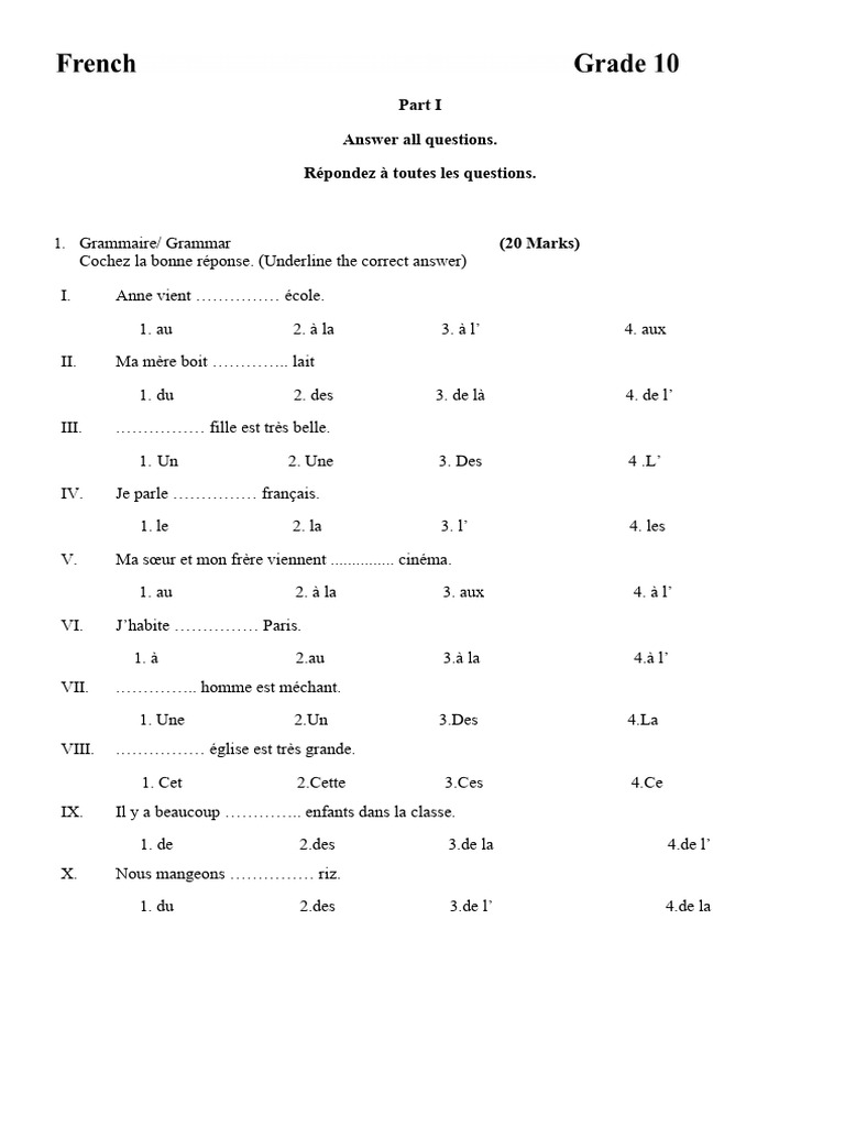 Test de français - 10e année, 2e trimestre | PDF