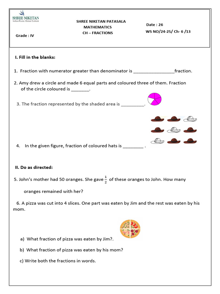 G4 - Math - Fraction - WS - 25.10.24 | PDF