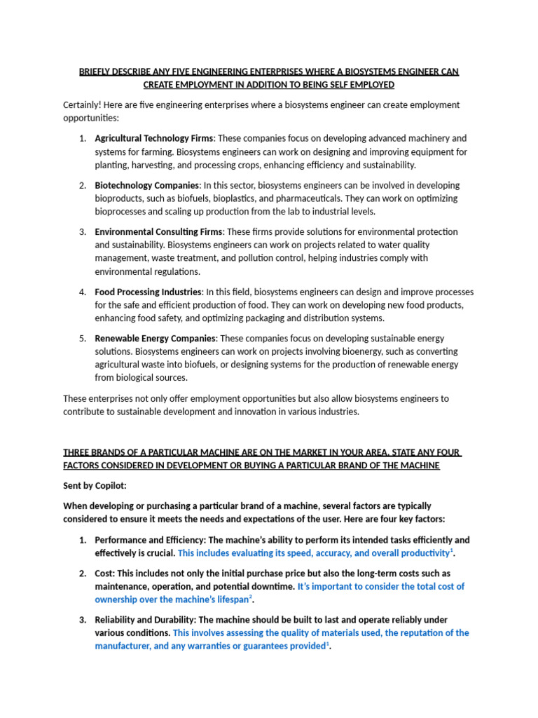 Biosystems Engineering Career Paths | PDF | Agriculture | Reliability ...