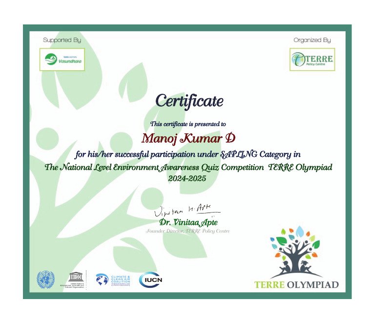 Certificate: Manoj Kumar D | PDF