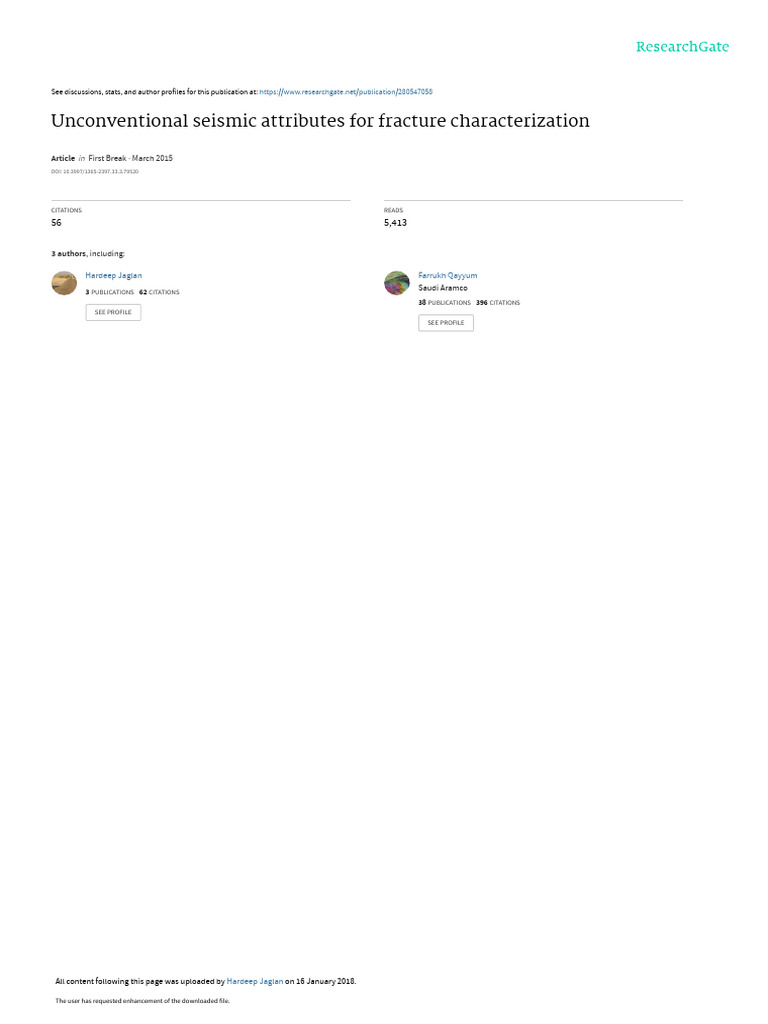 Hardeep Etal 2015 FBMarch | PDF | Curvature | Reflection Seismology