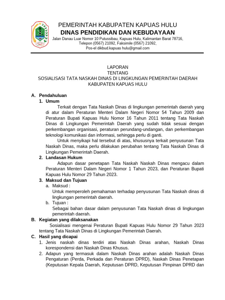 Laporan Perjalanan Dinas | PDF | Seni | Sains & Matematika