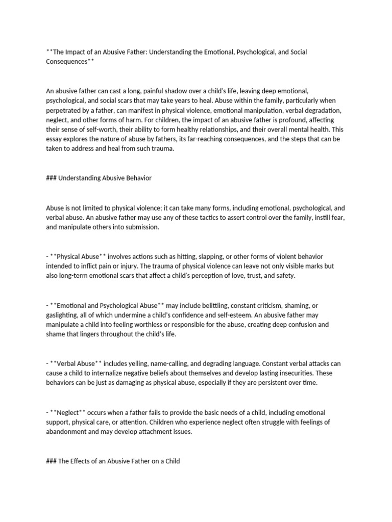 Effects of an Abusive Father on Children | PDF | Psychological Trauma ...