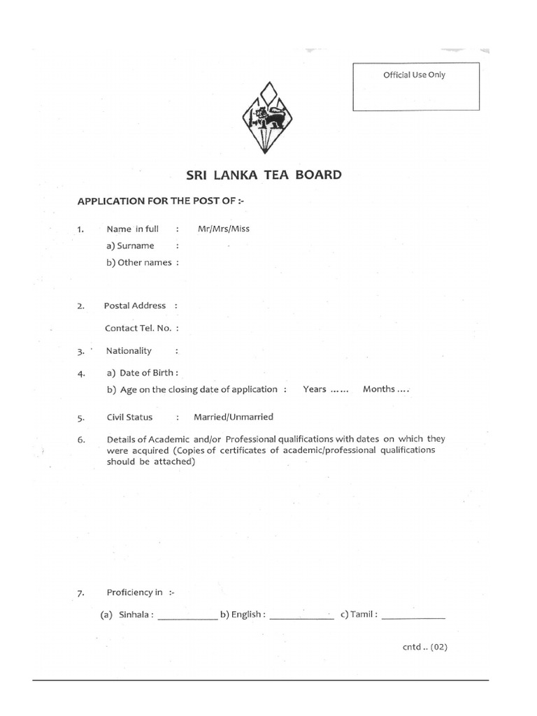 Application For The Tea Board Vacancy 2 | PDF