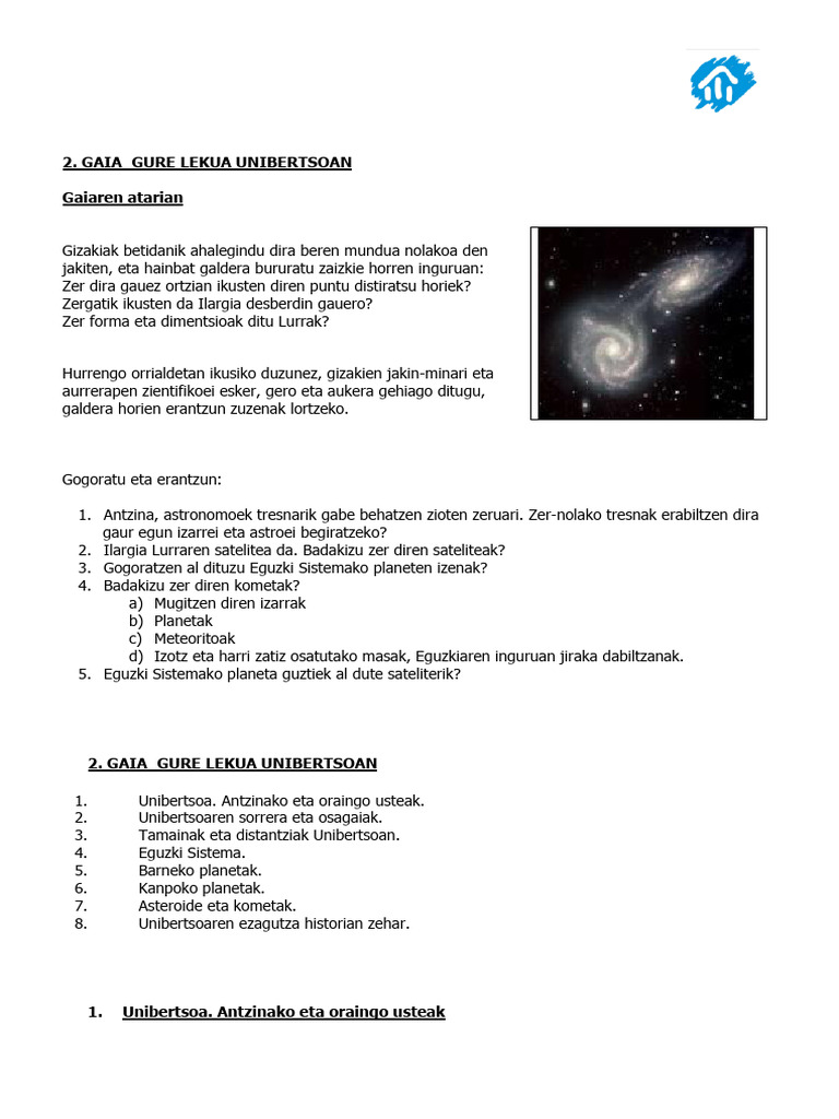 Gaia - Unibertsoa - Apunteak | PDF