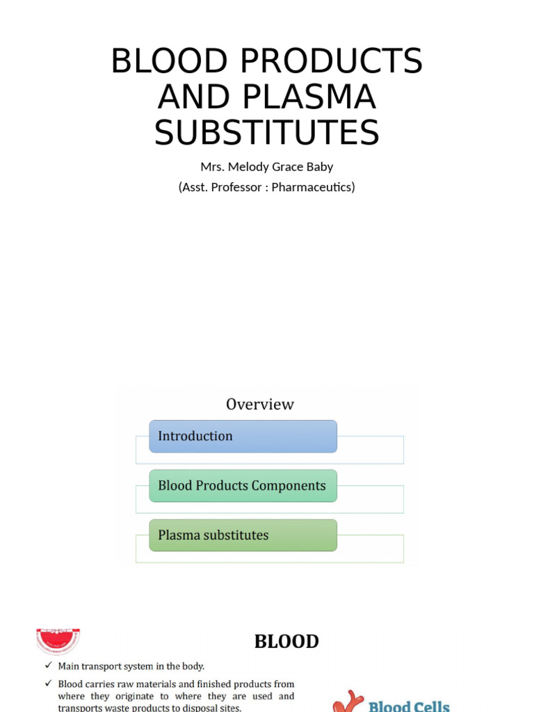 Blood Products and Plasma Substitutes | PDF | Wellness