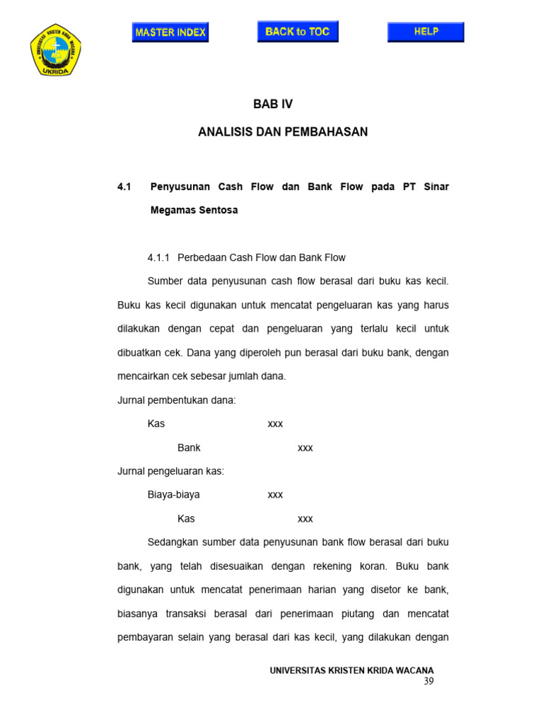 (Bab IV) PENYUSUNAN CASH FLOW DAN BANK FLOW PADA PT. SINAR MEGAMAS SENTOSA | PDF | Pengelolaan ...