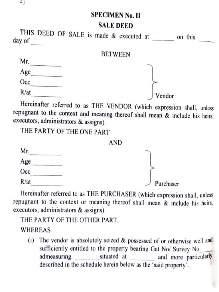 Sale Deed | PDF | Property | Civil Law (Common Law)