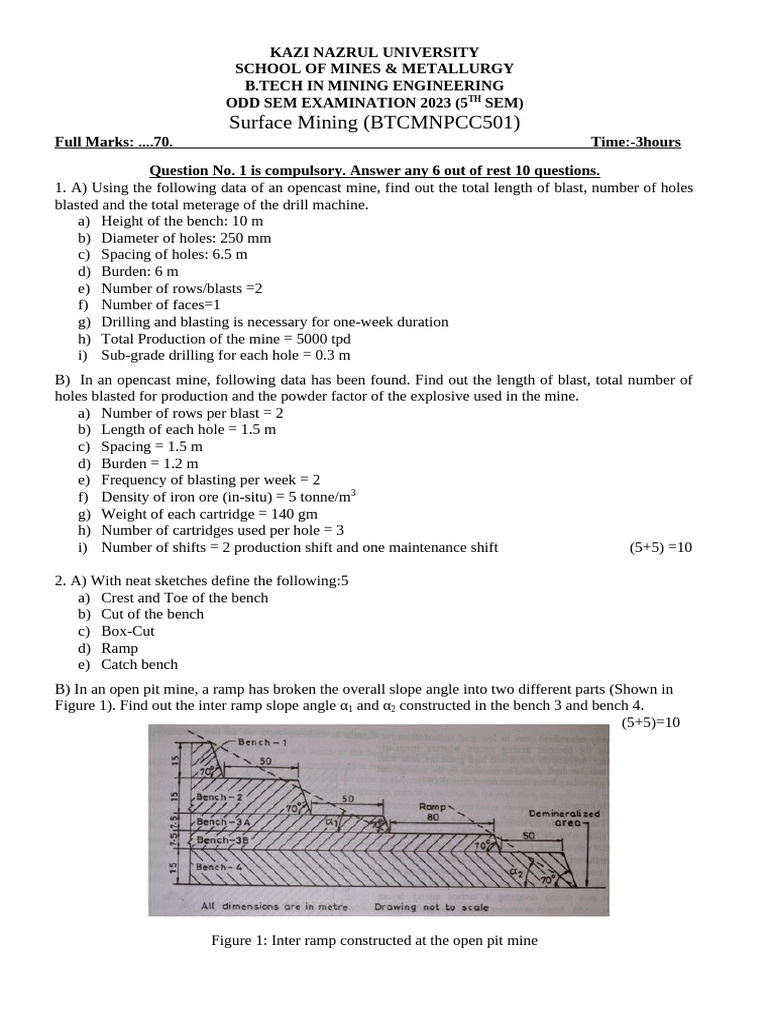 Asurface Mining (BTCMNPCC501) B.Tech 5th Semester | PDF | Coal Mining | Mining