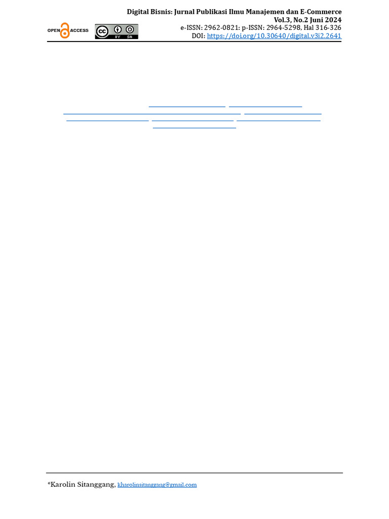 Digital Vol 3 No 2 Juni 2024 Hal 316-326 (1) KKK | PDF | Bisnis