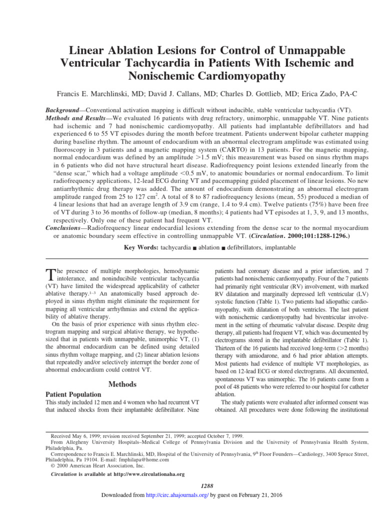 Linear Ablation Lesions For Control of U | PDF | Heart ...