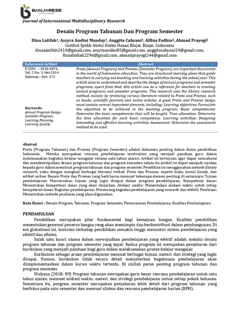 366-371 Desain Program Tahunan Dan Program Semester | PDF