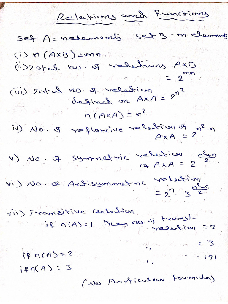Relation and Function Formula | PDF