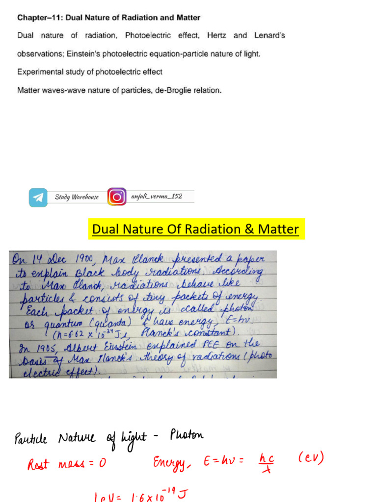 Dual Nature of Matter and Radiation | PDF