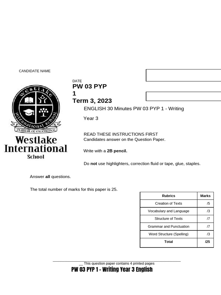 PW 03 PYP 1 | PDF | English Language | Applied Linguistics